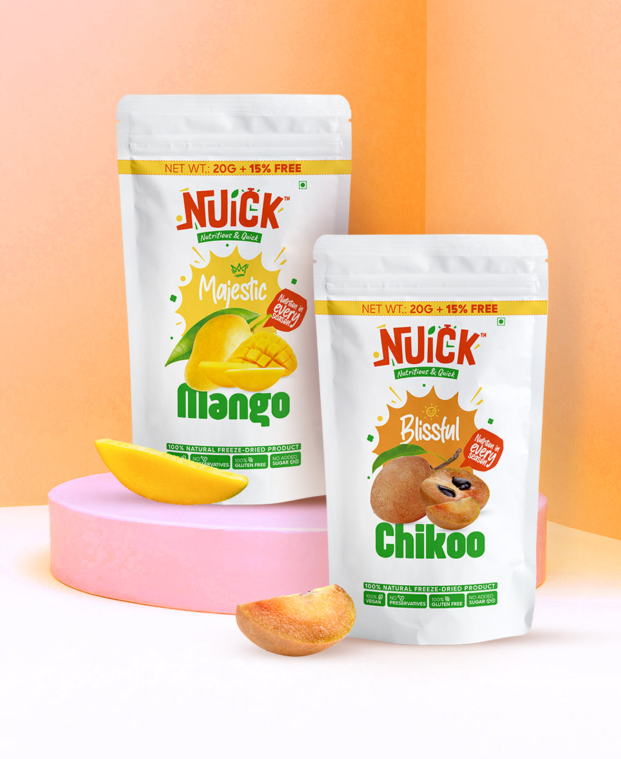 Combo of Freeze Dried Mango Chunks and Chikoo Slices – Nuick Foods